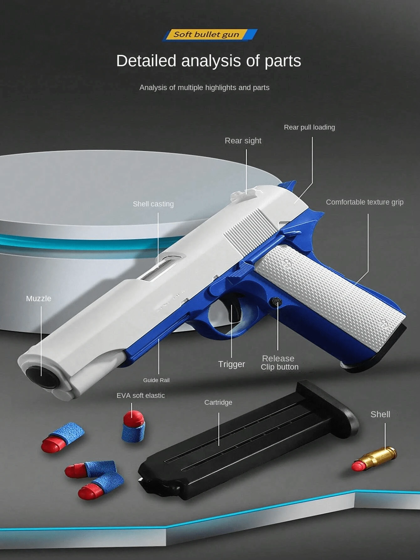 Colt 1911 Dessert Eagle Toy Gun Set, Soft Dart Gun With Shell Ejector ...