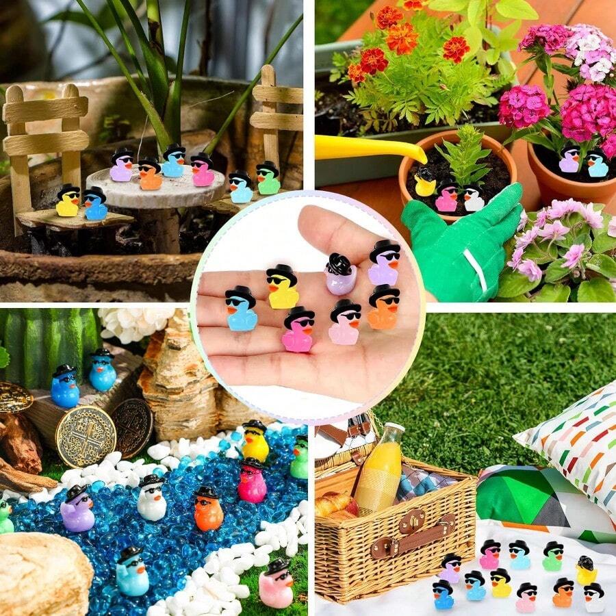 10\30Pcs Mini Resin Cowboy Ducks With Sunglasses Bulk Tiny Colorful ...