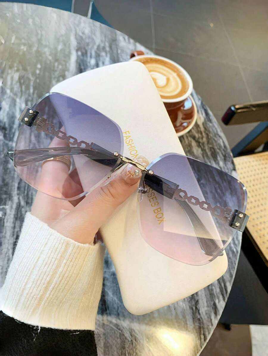 One Pair Of PC New Fashion Sunglasses With Chain Link Temples Big Frame ...