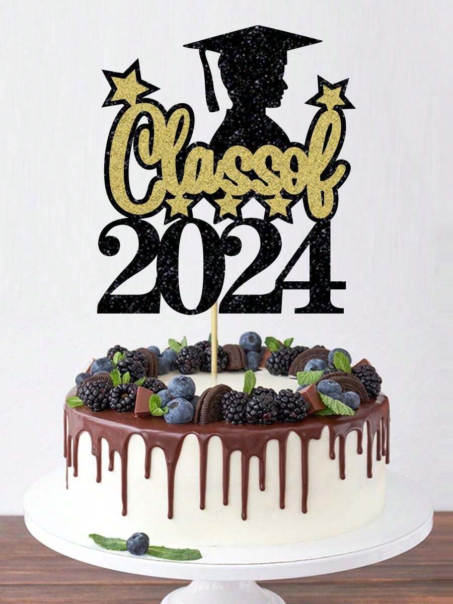 1 pacote classe de 2024 bolo topper glitter parabéns pós-graduação 2024 ...