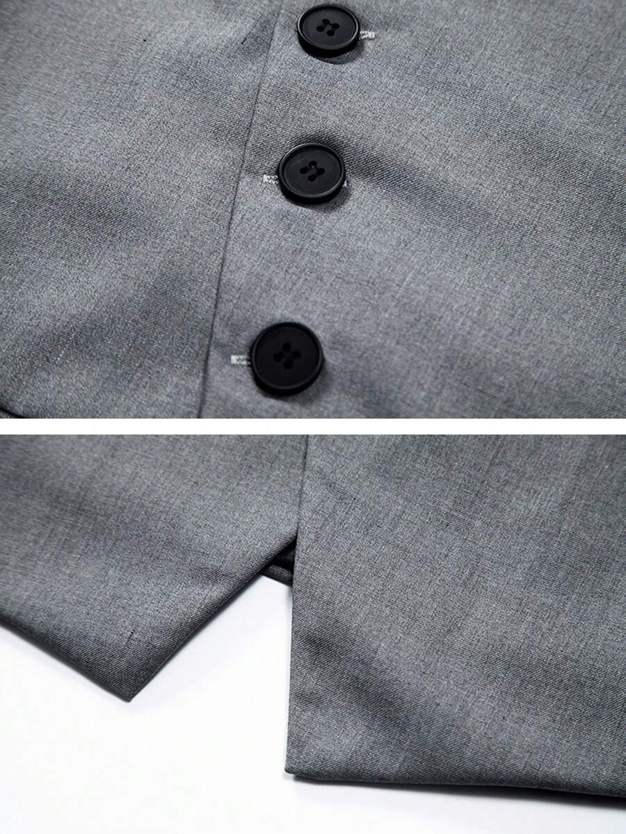 Men Wedding Party Slim Fit Single Breasted Suit Vest With Slanted