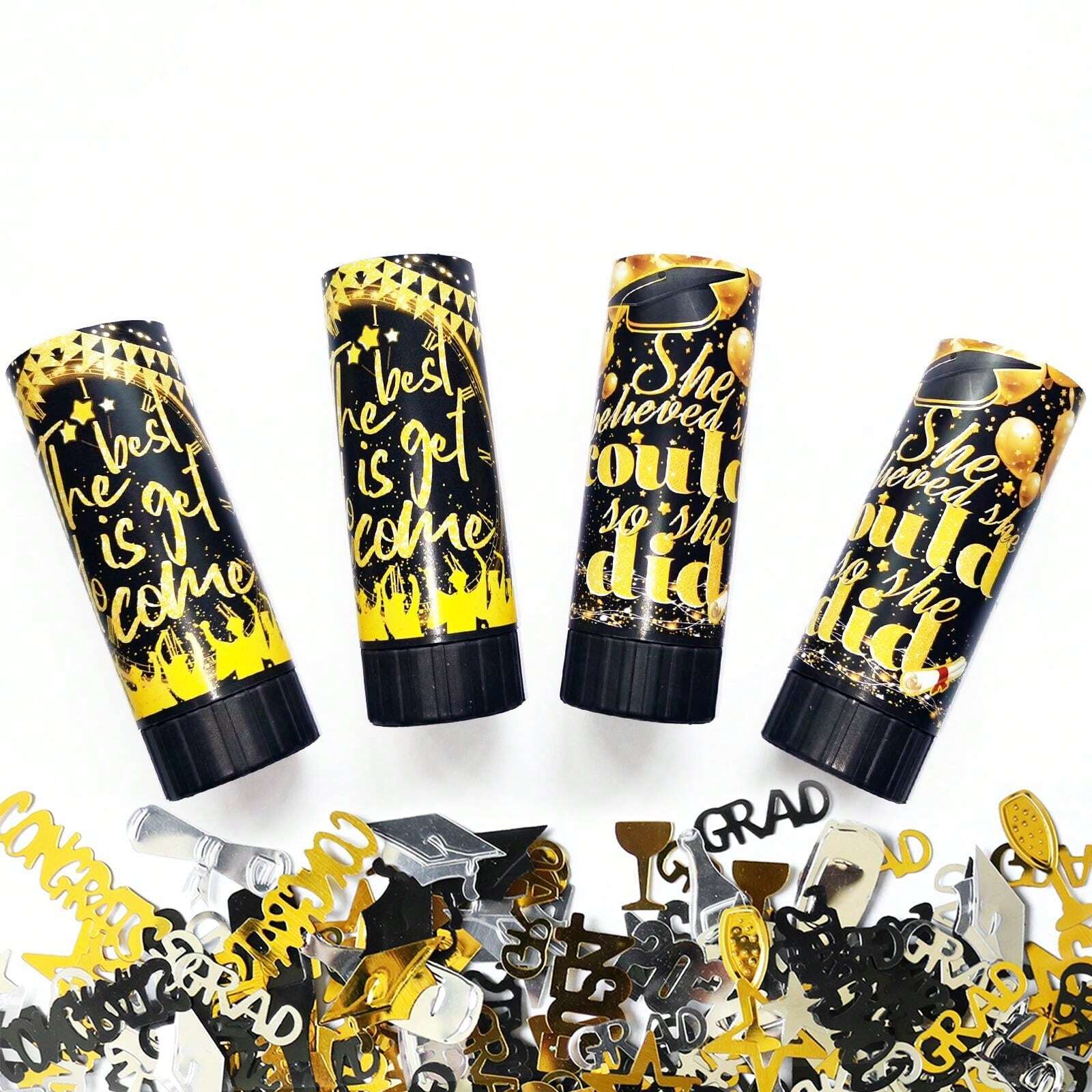 4PCS Congrats Grad Push Pop Confetti Fireworks Tube Happy Graduation ...