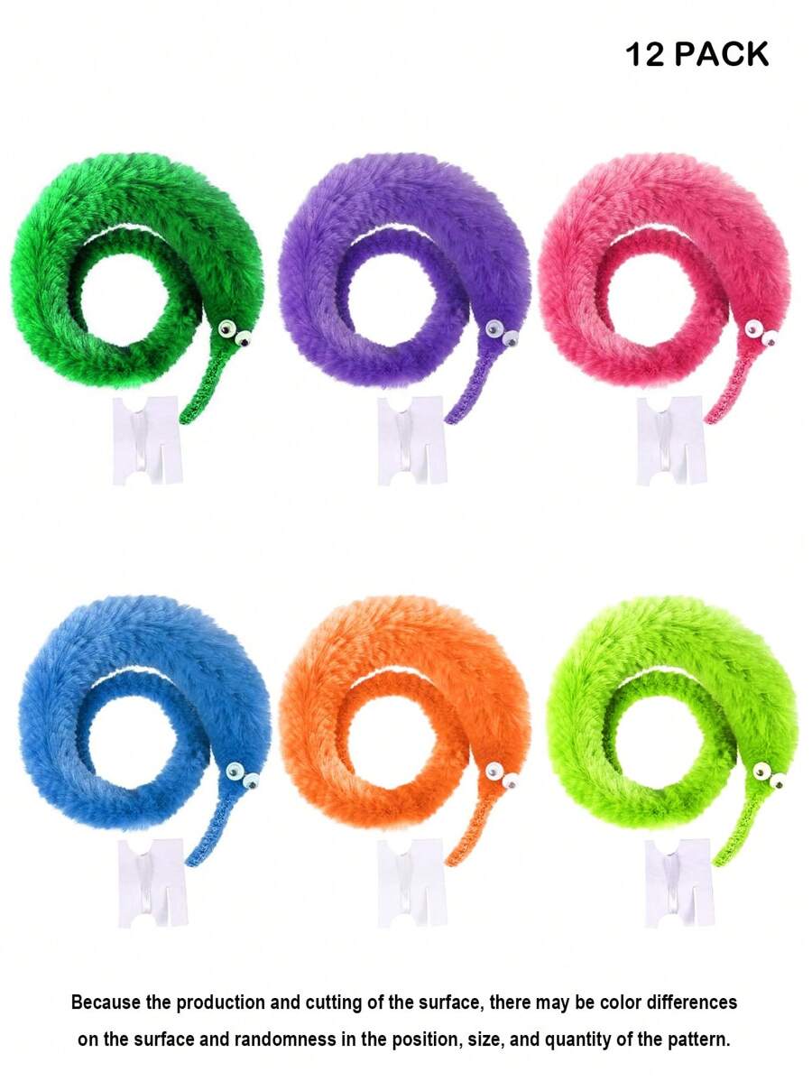 12 Packs Magic Worm Toys Wiggly Twisty Fuzzy Worms On String Trick Toys ...