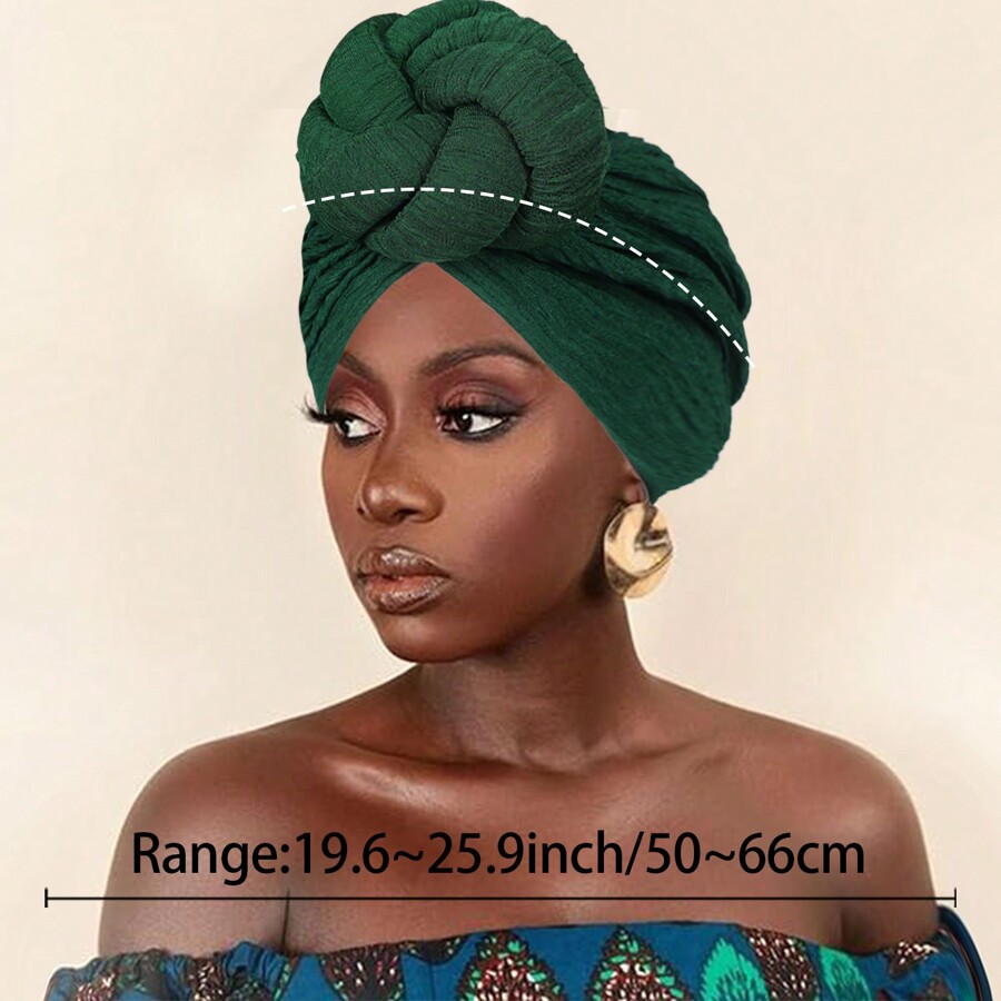 Elegant Women Turbans Solid Color Handmade Flower Knot African Fashion ...