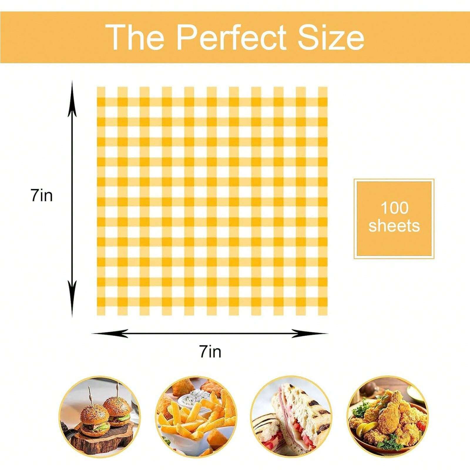 100PCS Checkered Deli Paper Sheets 7*7 Inch, Premium Food Basket Liners ...