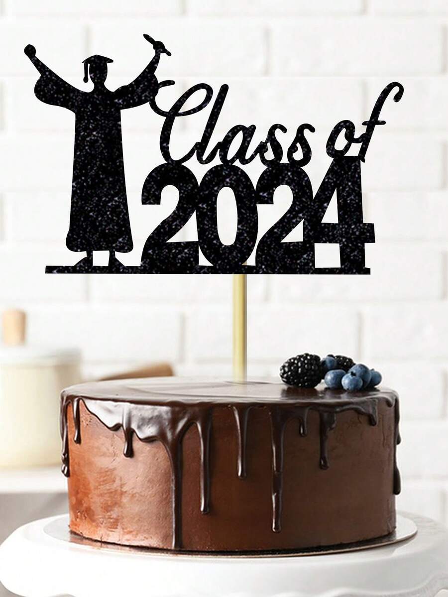 1Pc 2024 Graduation Cake Topper Glitter Class Of 2024 Graduation ...