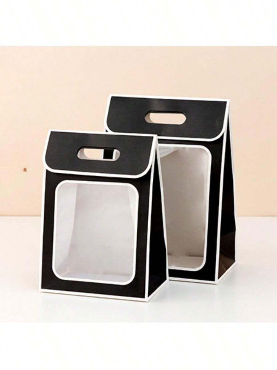 12 Pieces Of 8.46in*5.11in*11.81in Paper Flappable Transparent Gift Bag ...