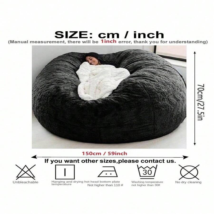 1 Piece Slouchy Sofa Sponge Bed Bean Bag Bedroom Plush Beanbag Fabric ...
