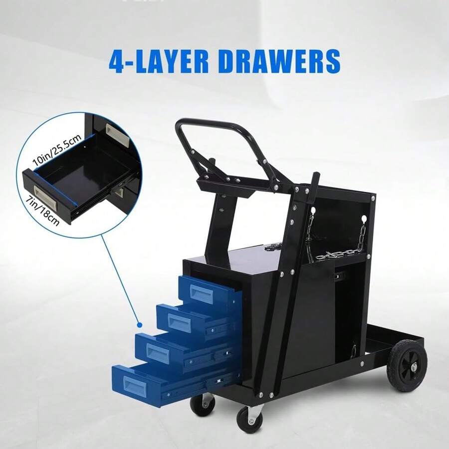 Welding Cart, Rolling Welding Cart With 220 Lbs Load Capacity, Welder ...