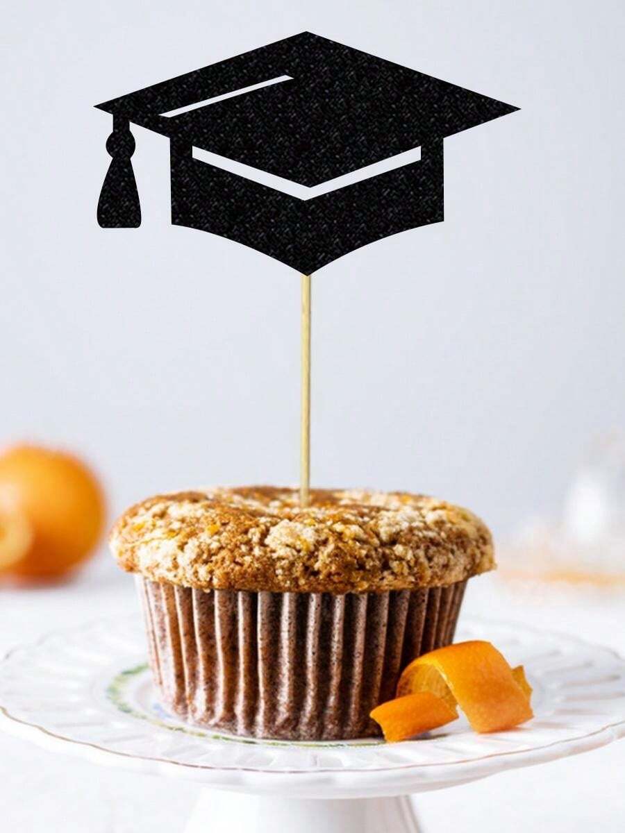 12 Pack Graduation Cap Cupcake Toppers Glitter Class Of 2024 Cupcake ...