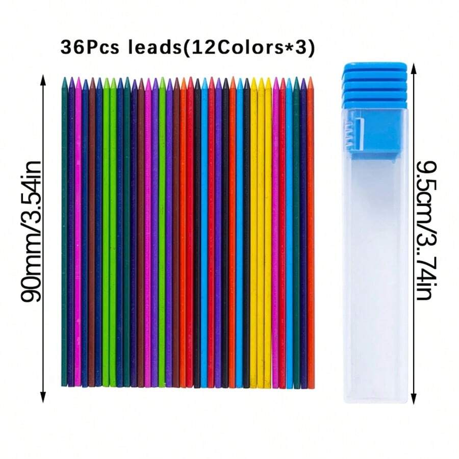 36 Colors 2.0mm Colored Pencil Lead Refills, Automatic Colored Pencil ...