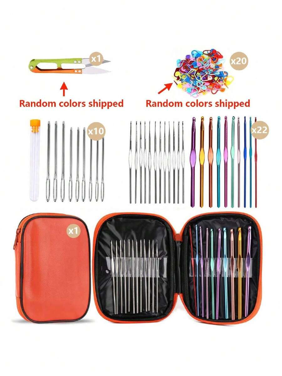 54pcs Crochet Hook Set With Storage Box, Ergonomic Grip & Size Markers ...