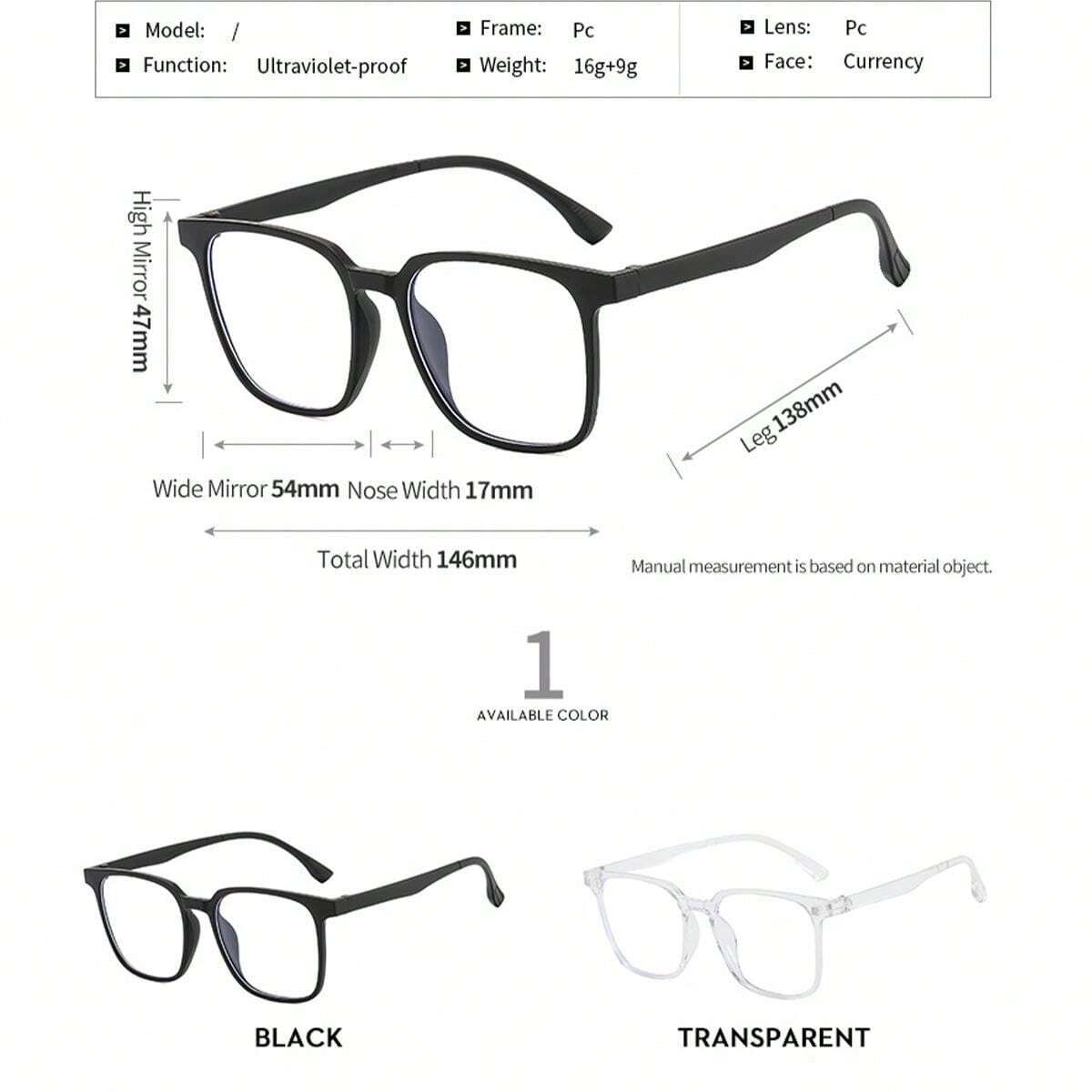 One Pair Of Trendy Unisex Eyeglasses With A Frame And 2 Replaceable ...