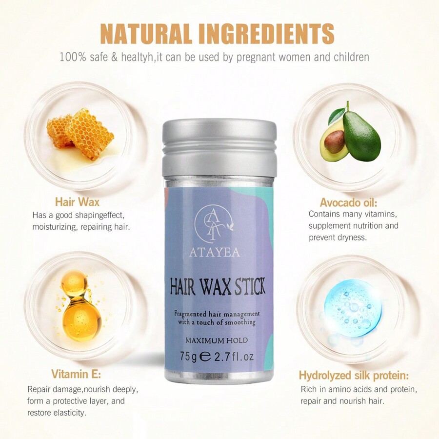 1Pc ATAYEA Hair Wax Stick For Wigs+3 Pieces Comb Set For Teasing, Edge ...