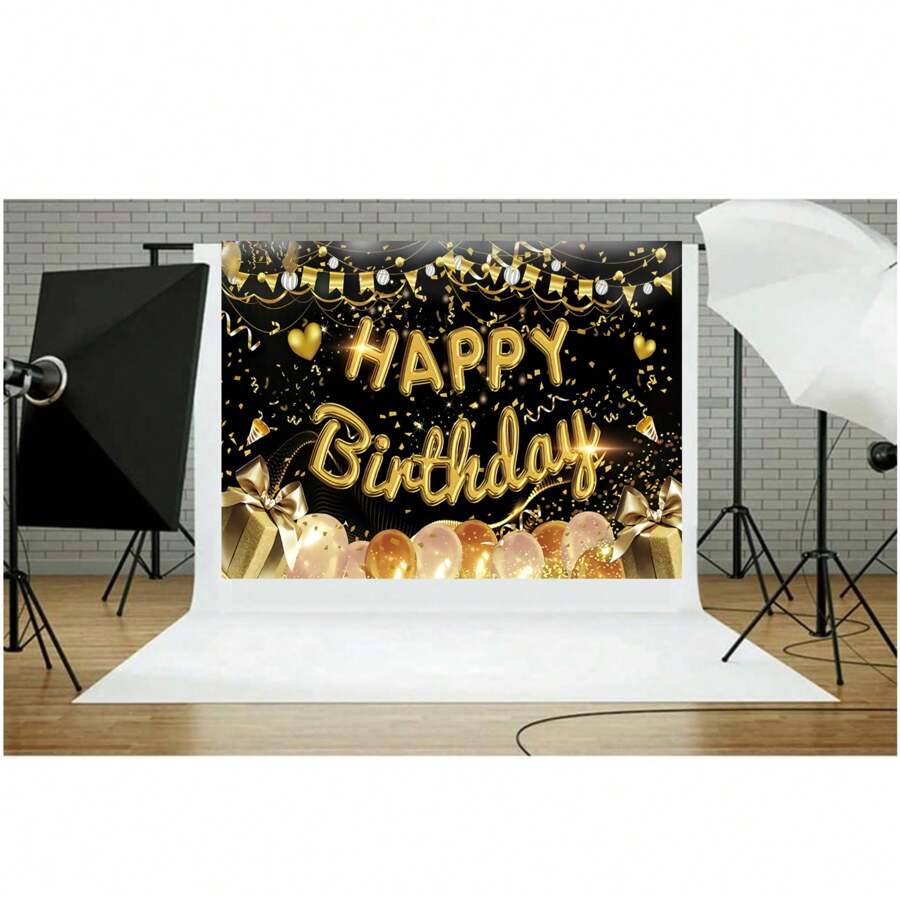 Happy Birthday Adult Theme Party Decoration Supplies Backdrops Gold Glitter Happy Birthday Party ...