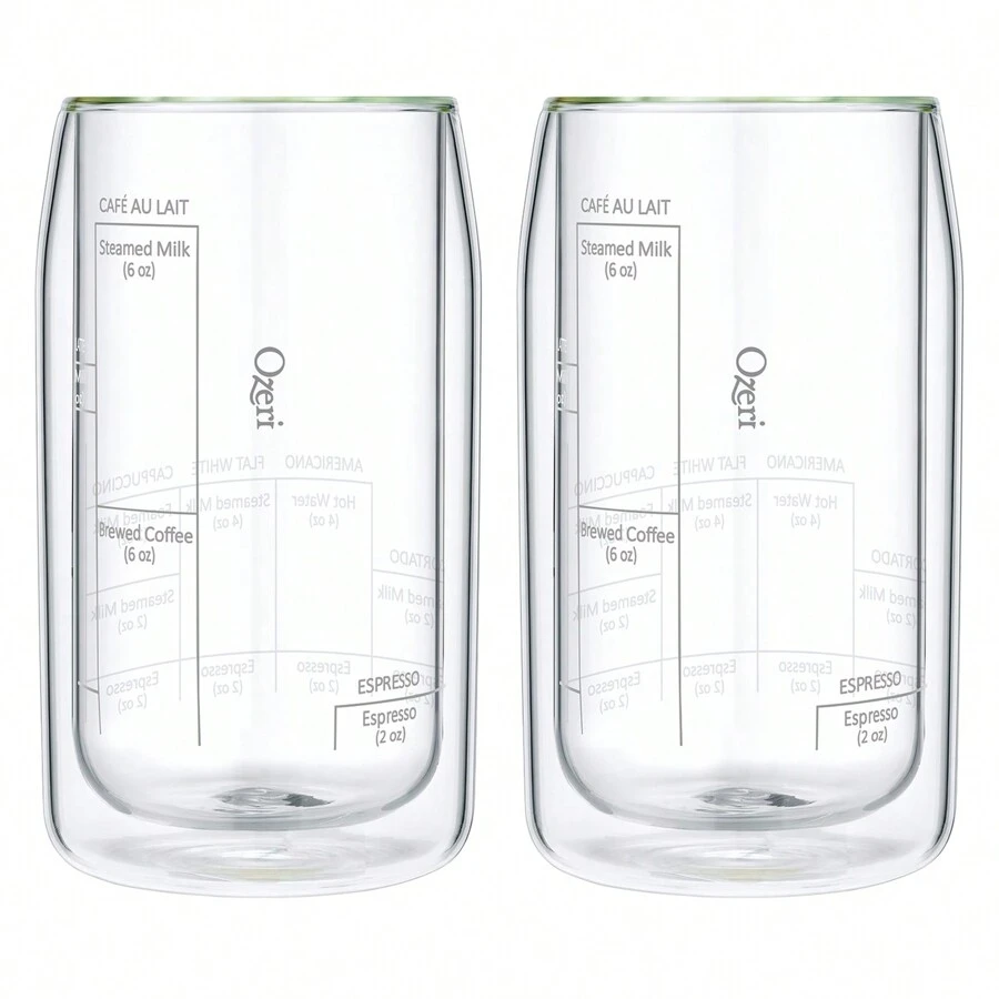 Ozeri Moderna Artisan Series 15 Oz Double Wall Barista Coffee Glass Set ...
