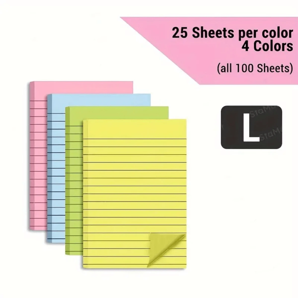 100-Sheet Color-Coded Sticky Note Pads - Oblong, Portable Memo Blocks ...