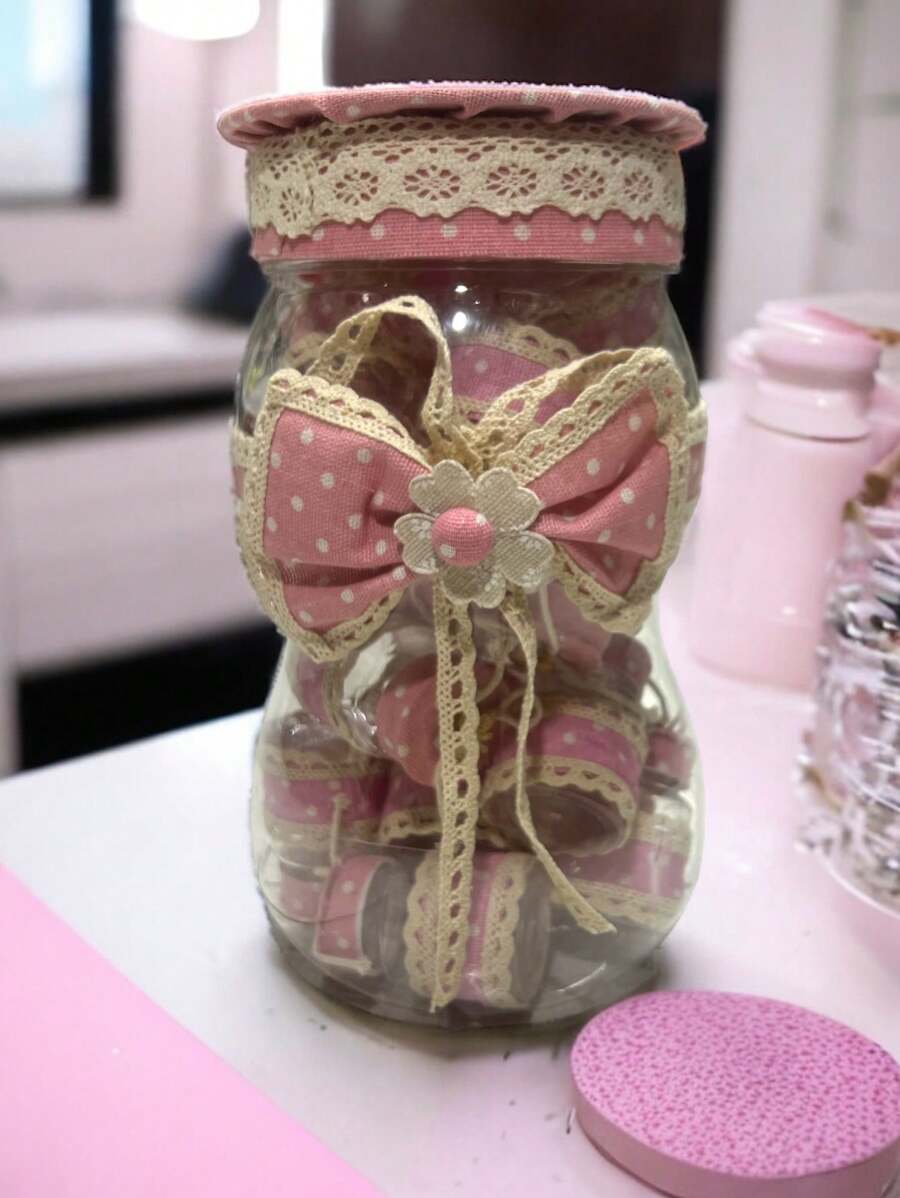 Baby Bottle Decorated With Lace As A Souvenir For Baby Showers ...