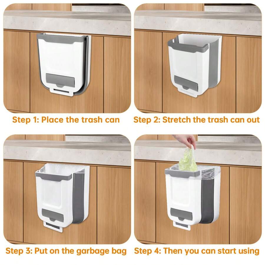 1pc Foldable Kitchen Trash Can, 7L Updated Trash Can Hanging, Camping ...