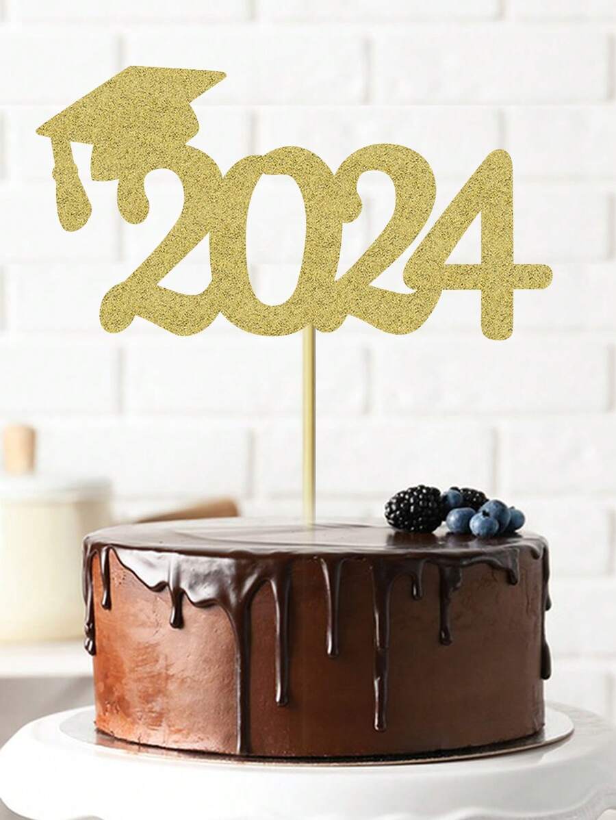 1 Pack Grad 2024 Cake Topper With Glitter Congrats Grad Cap Class Of ...