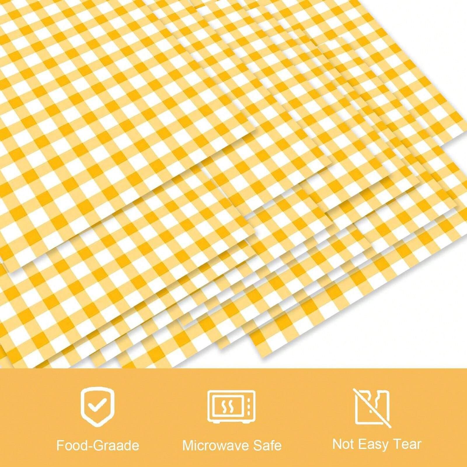 100PCS Checkered Deli Paper Sheets 7*7 Inch, Premium Food Basket Liners ...