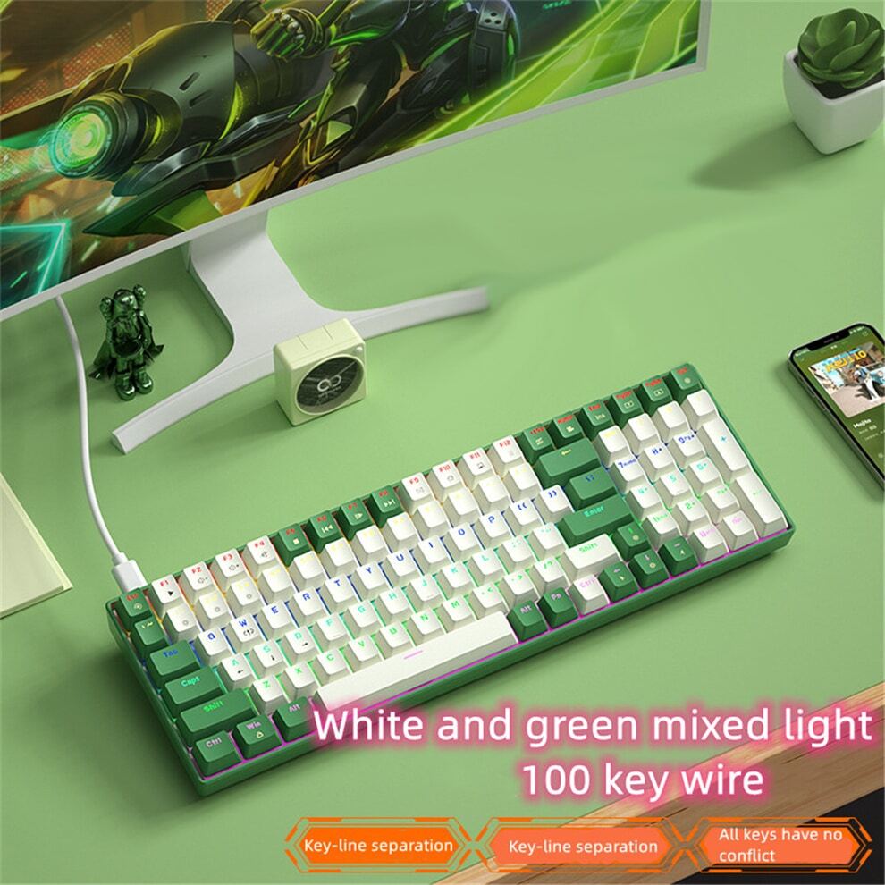 JOMAA JOMAA 100 Keys Type-C Wired Mechanical Keyboard Rechargeable RGB ...