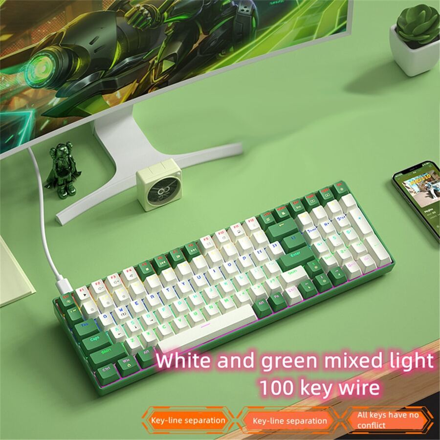 JOMAA JOMAA 100 Keys Type-C Wired Mechanical Keyboard Rechargeable RGB ...