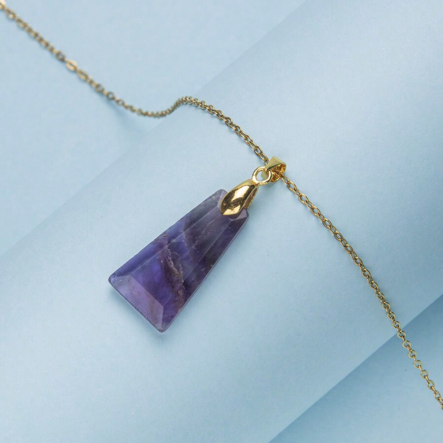 Creativo collar de piedra natural y cristal geométrico, de moda europea ...