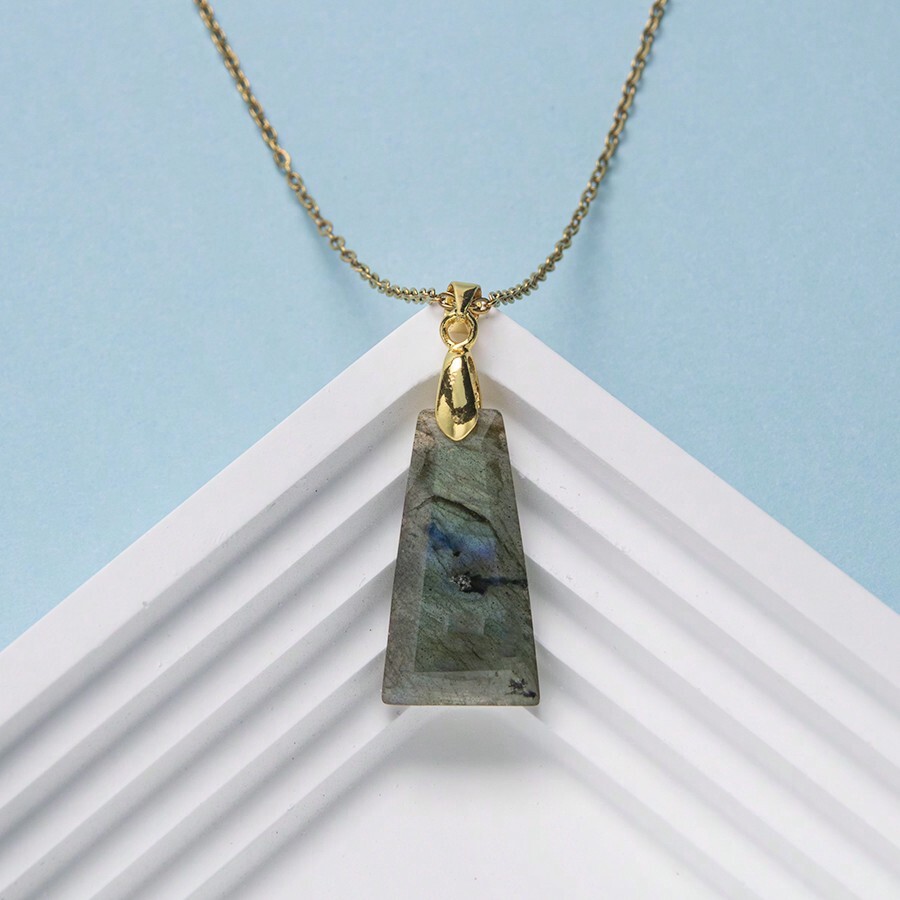 Creativo collar de piedra natural y cristal geométrico, de moda europea ...