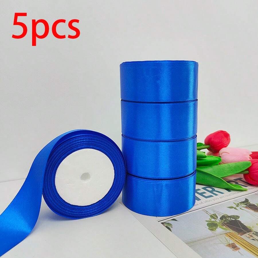 5pcs 4cm Wide Ribbon Rose Flower Satin Ribbon 4cm Red Color For Cake ...