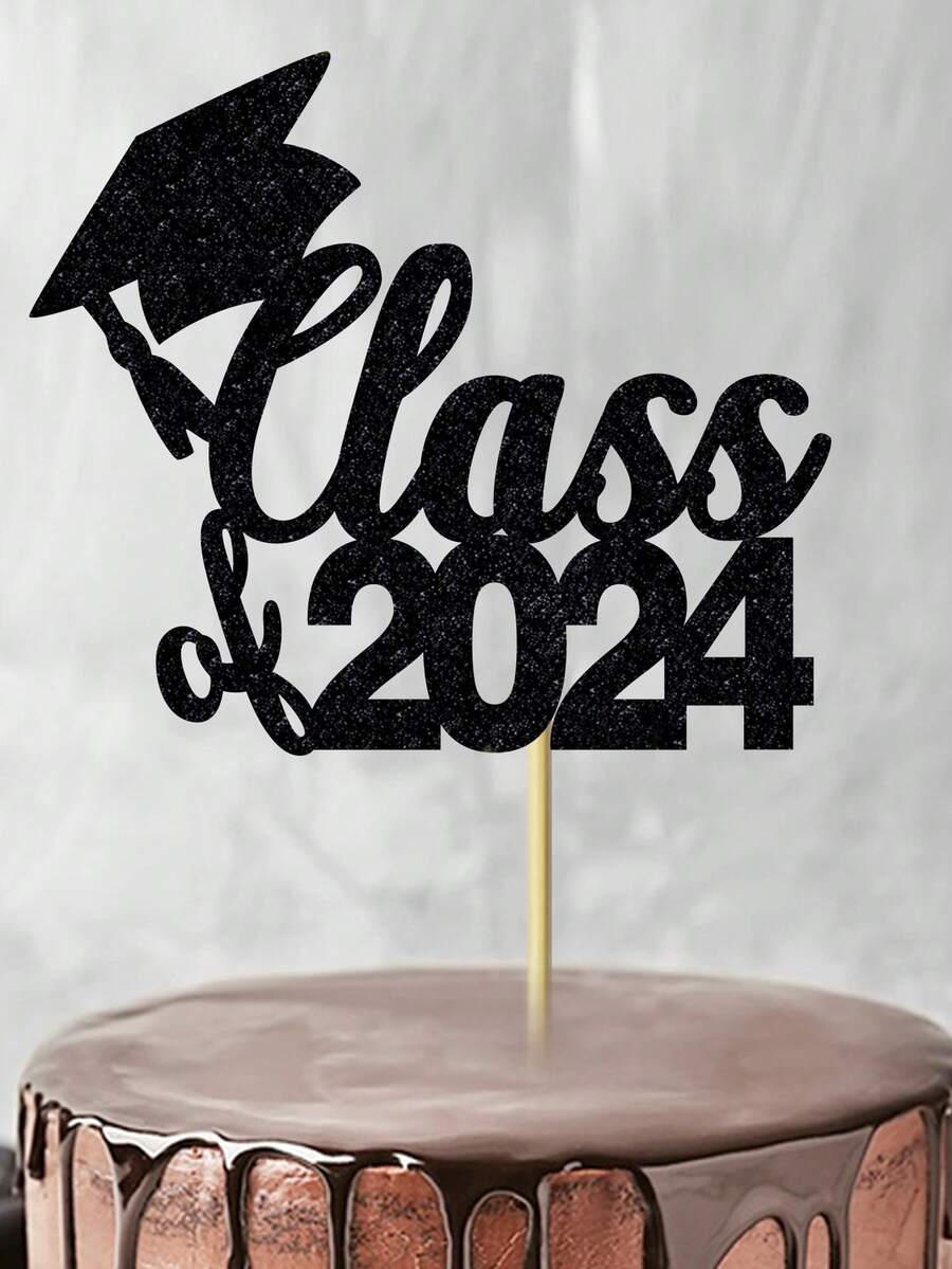 1 Pack Class Of 2024 Cake Topper Glitter Congrats Grad Cap 2024 ...