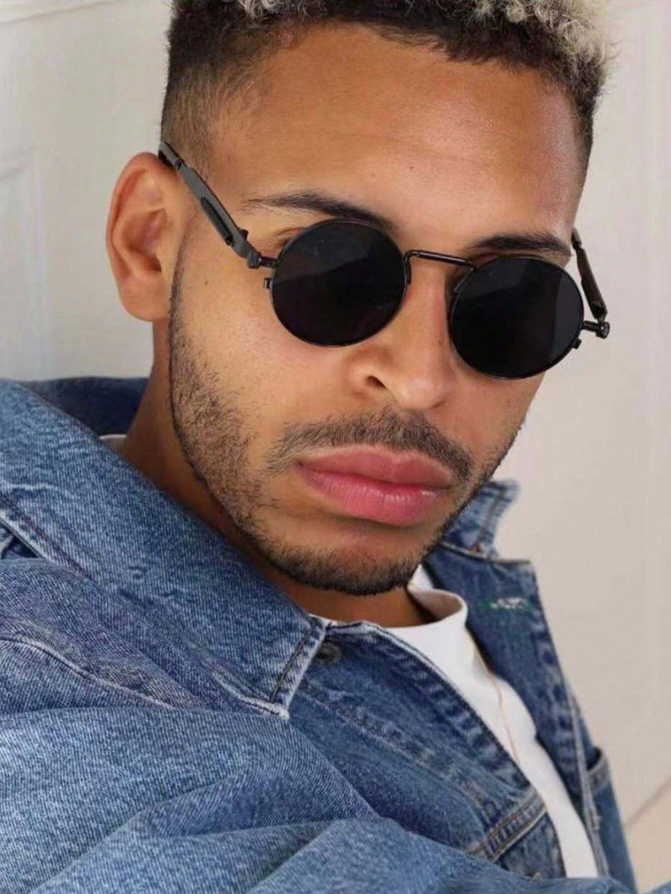 Metallic Personality Sunglasses With Spring Design Legs, Vintage ...