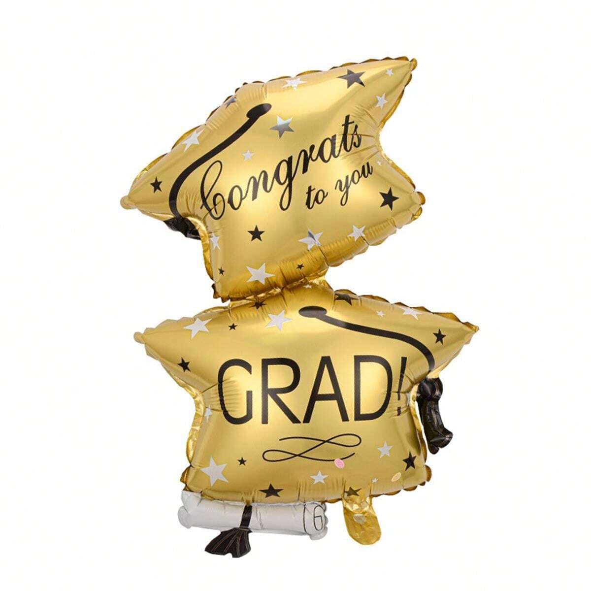 2024 Graduation Aluminum Film Balloon Gold Double Five-Pointed Star ...