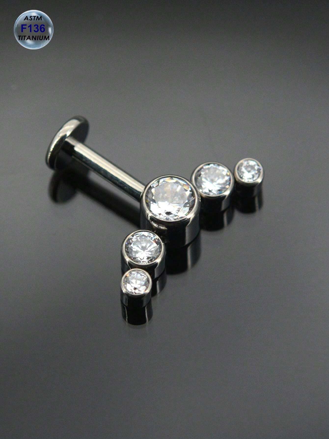 1pc Niche 1.2x6/8mm Flat Head Base Vertical Ear Stud With Inlaid 5A ...