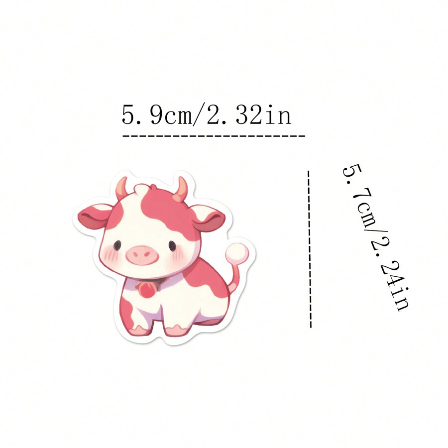50PCS Cow Pattern Stickers Vinyl Aesthetics Waterproof Stickers Scrapbook,Journaling,Laptop ...