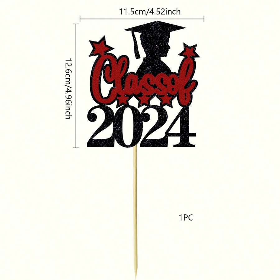 1 paket klass av 2024 tårt topper Glitter Grattis Graduate 2024 ...