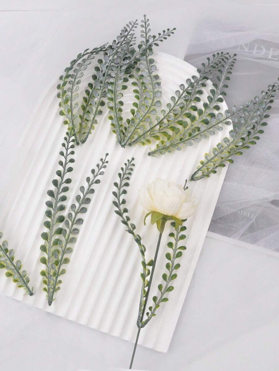 Pianta artificiale finta in plastica verde in velluto a doppio ramo di ...