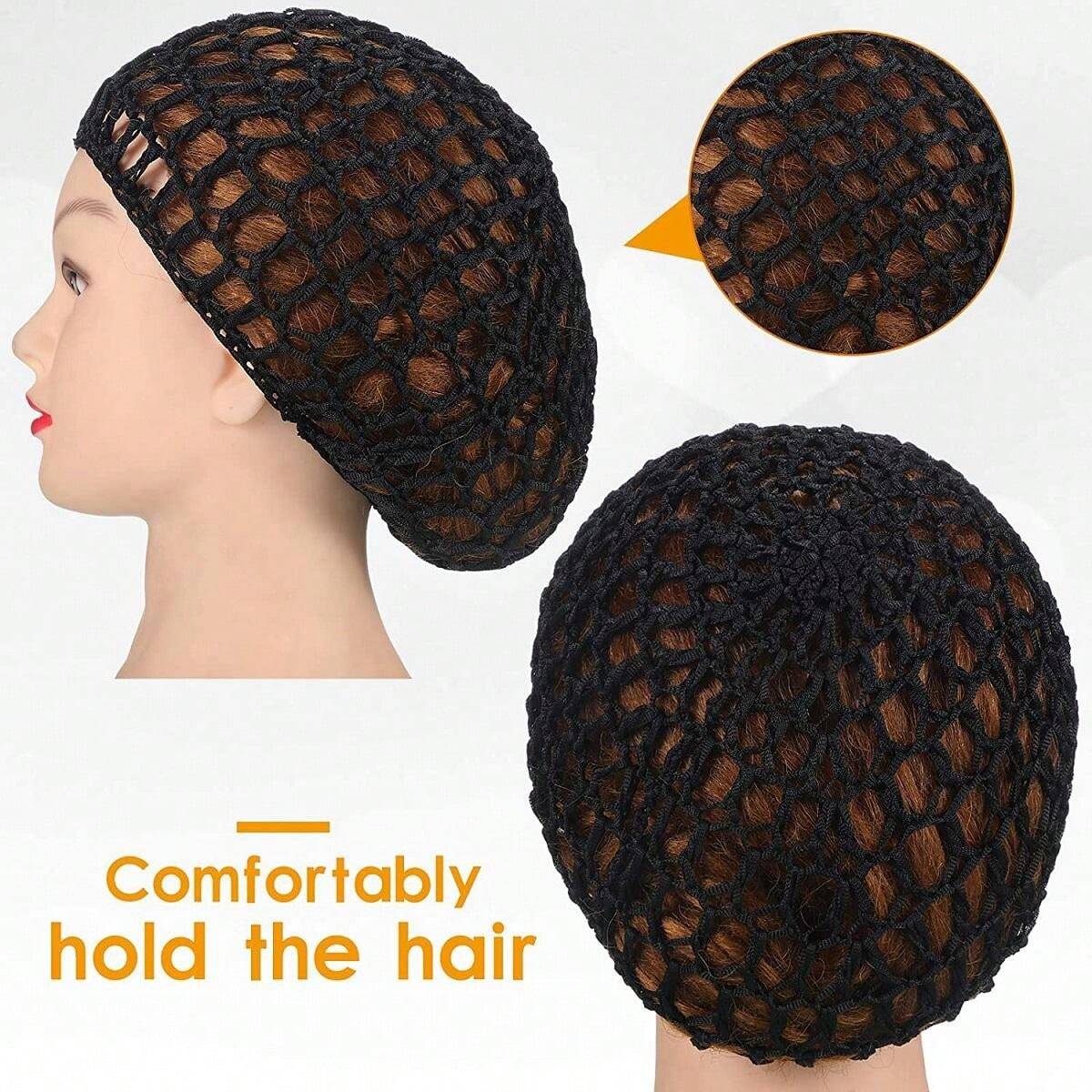 New Women's Mesh Hair Net Black Wig Caps Handmade Crochet Cap ...