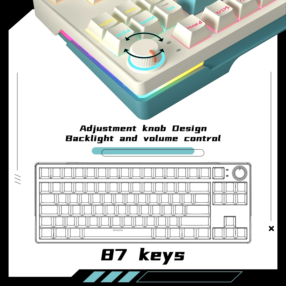 ZIFRIEND ZA87 Mechanical Keyboard 87 Keys RGB Light Hotswap N-Key ...