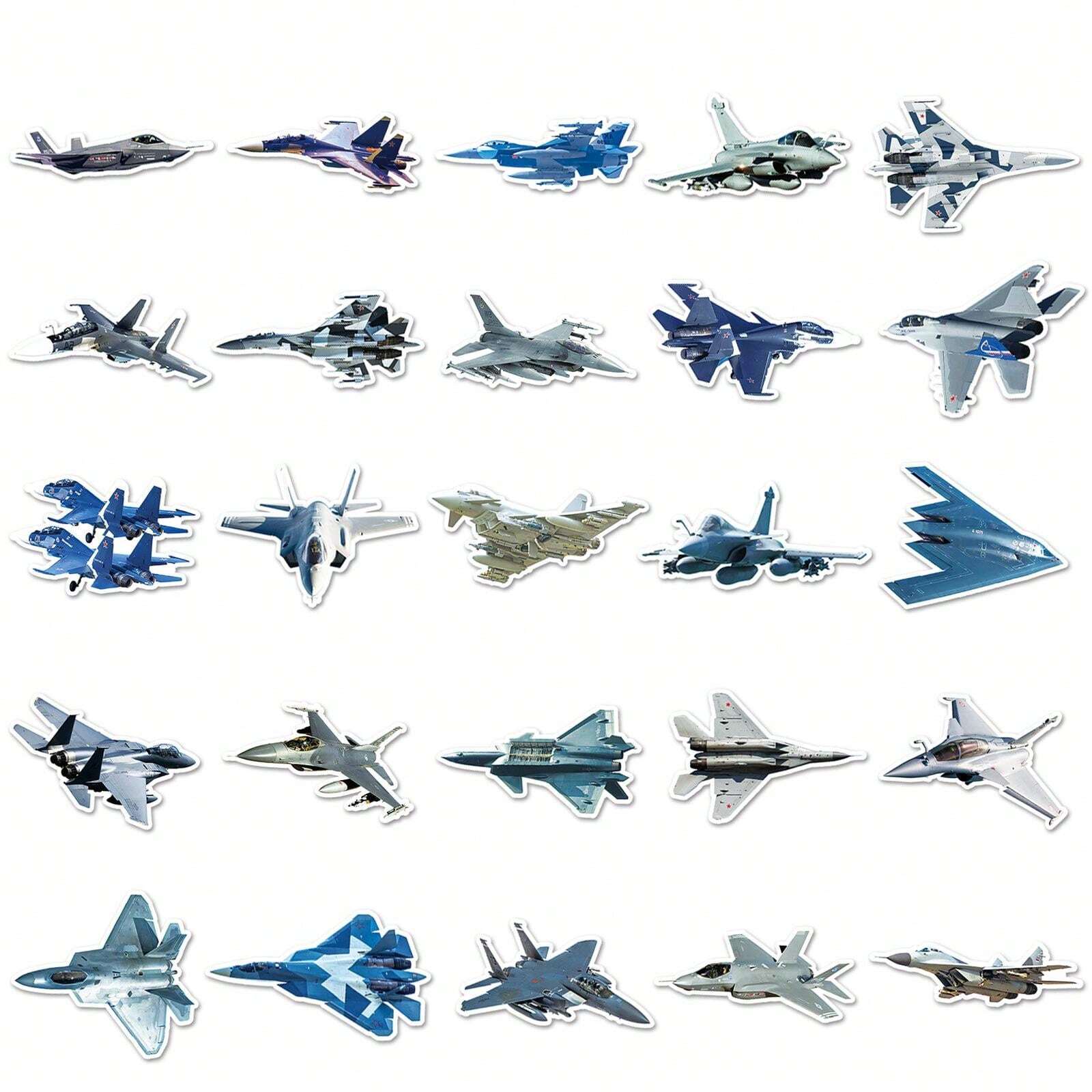 50pcs Cool Aircraft Stickers For Decals Water Bottle Skateboards ...