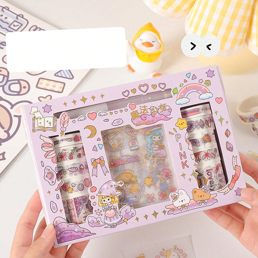 1 Box Of Journaling Set, Including Tape, Sticker, Gift Box, Tools And ...