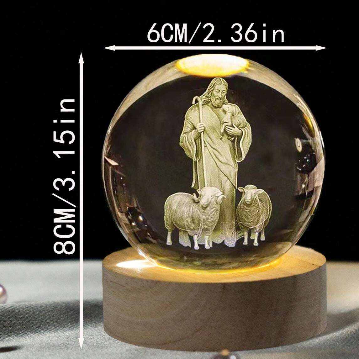3D Laser Engraved Shepherd Jesus Crystal Ball, Classic And Textured ...