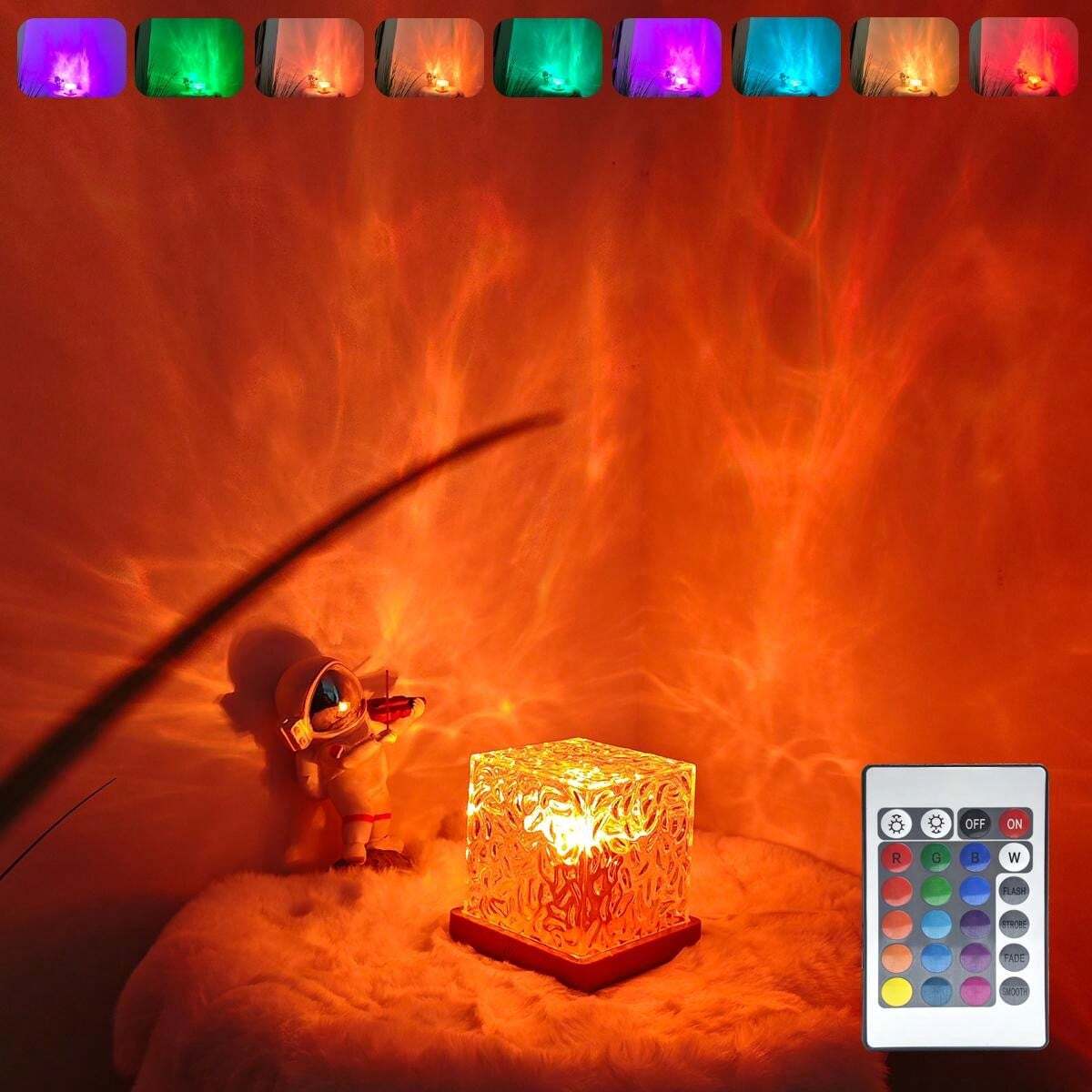 Dynamic Rotating Water Ripple Night Light With Remote Control 16 Color ...