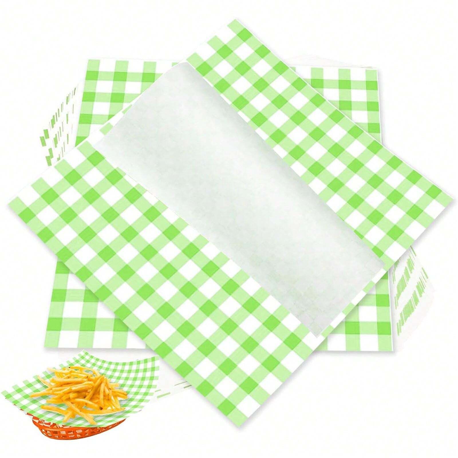 100PCS Checkered Deli Paper Sheets 7*7 Inch, Premium Food Basket Liners ...