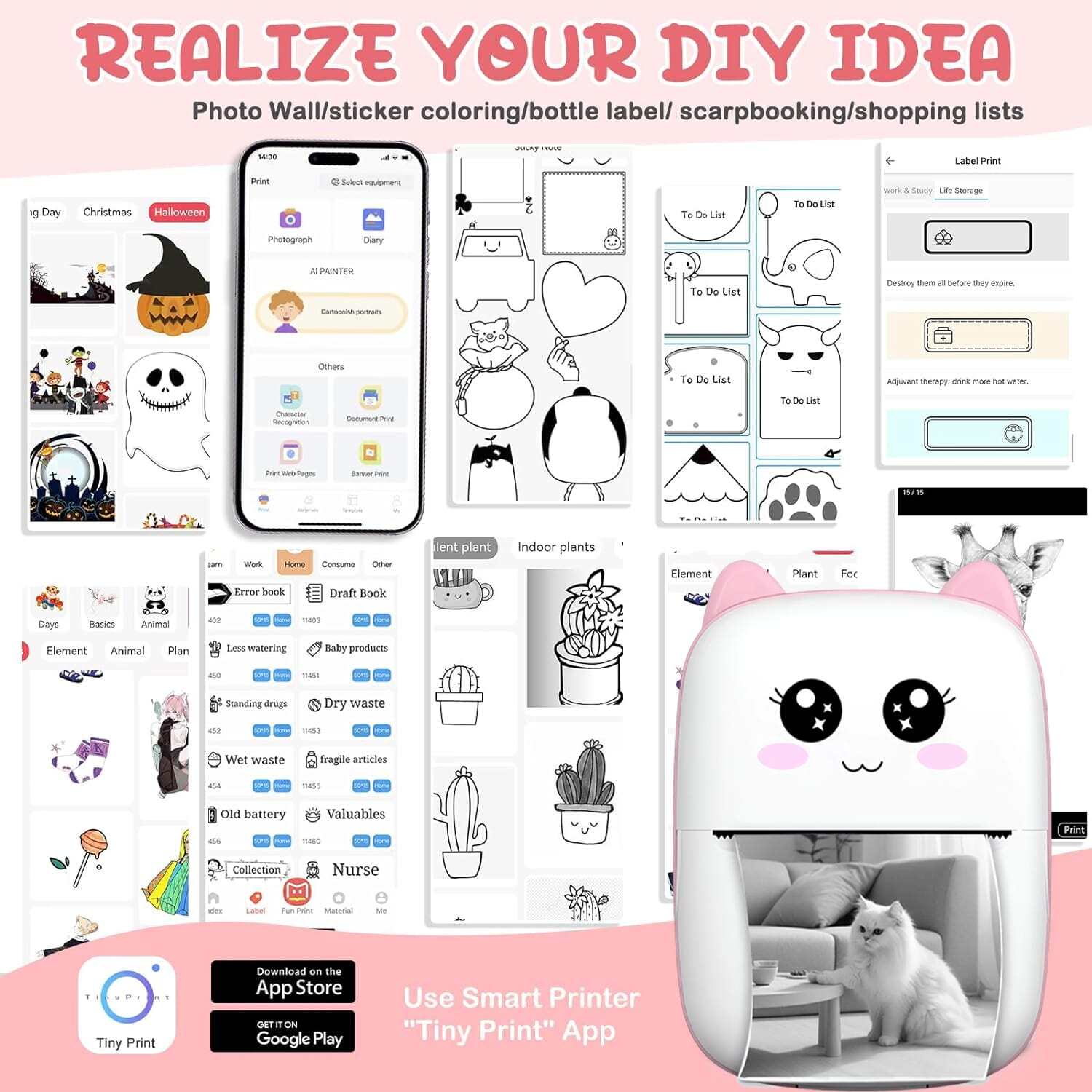 Mini Printer, Compatible With Android And IOS, Mini Pocket Printer With ...