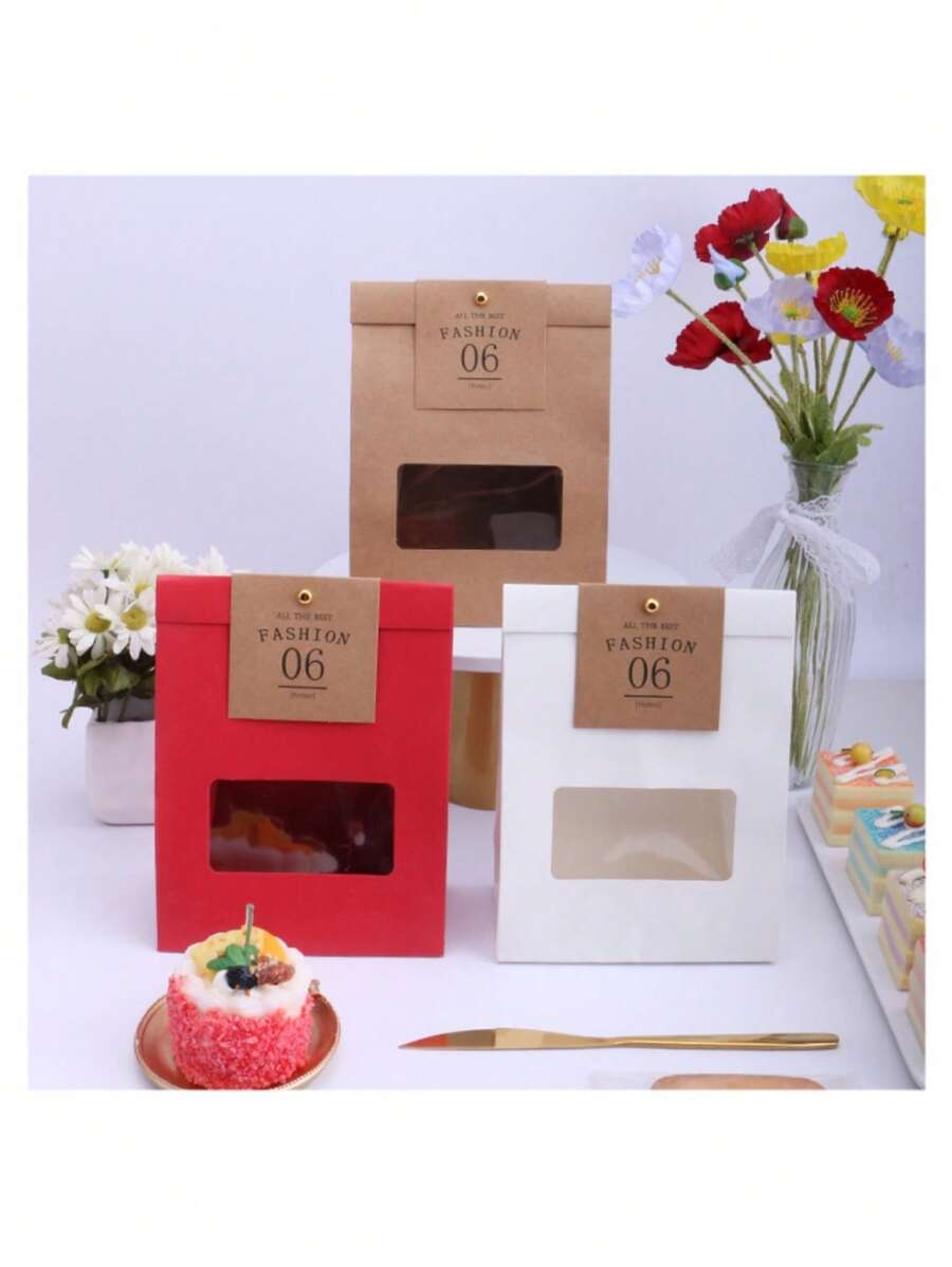1pc/5pcs Candy Favor Box Self-Standing Cowhide Paper Bag With Open ...
