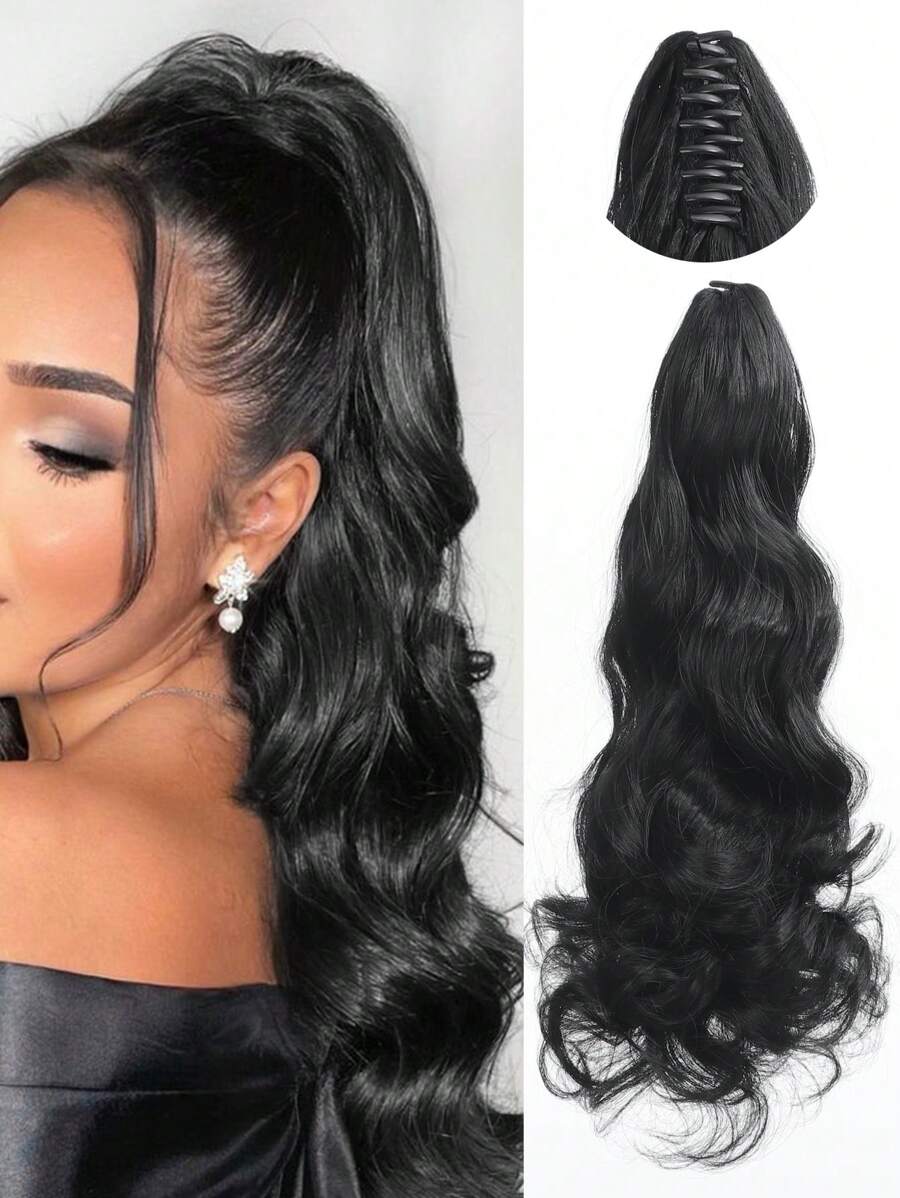 18inch Big Grab Clip Draw Rope Ponytail Wig Female Grab Clip Long Curly ...
