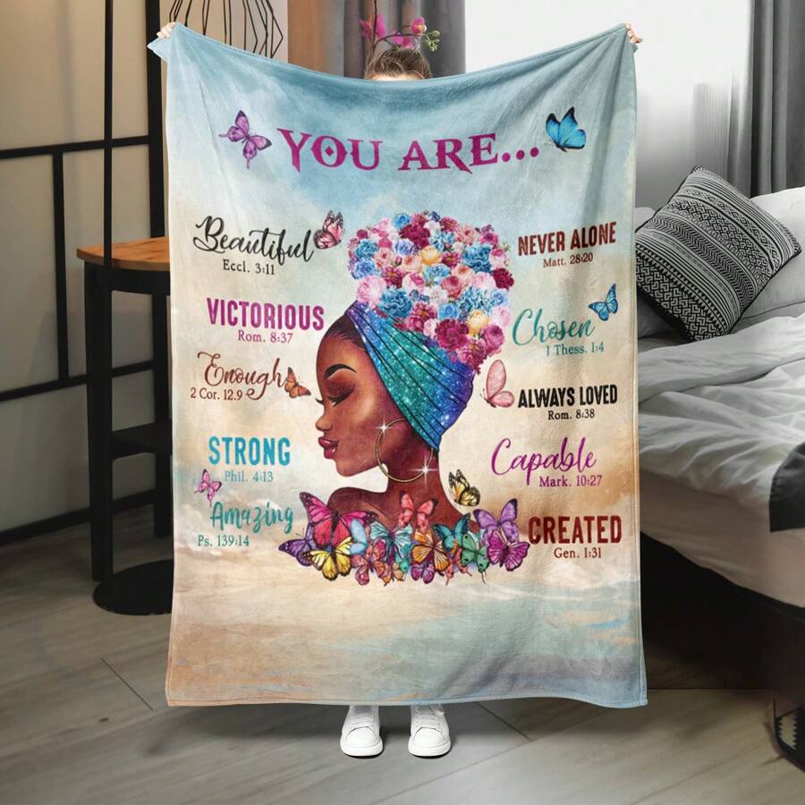 African American Girl 'God Says You Are' Inspirational Throw Blanket ...