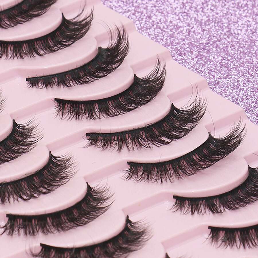 10 paires de faux cils naturels, doux et duveteux, dramatiques, en ...