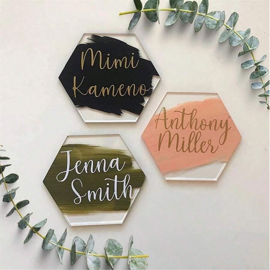 20pcs Semi-Transparent Acrylic Table Placecards, Blank Plastic Name DIY ...